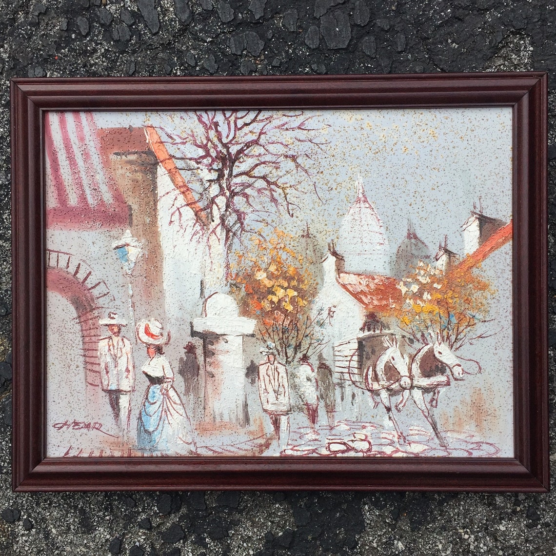 Boris Chezar Signé Original Huile & Sable Peinture sur Toile Encadrée ...