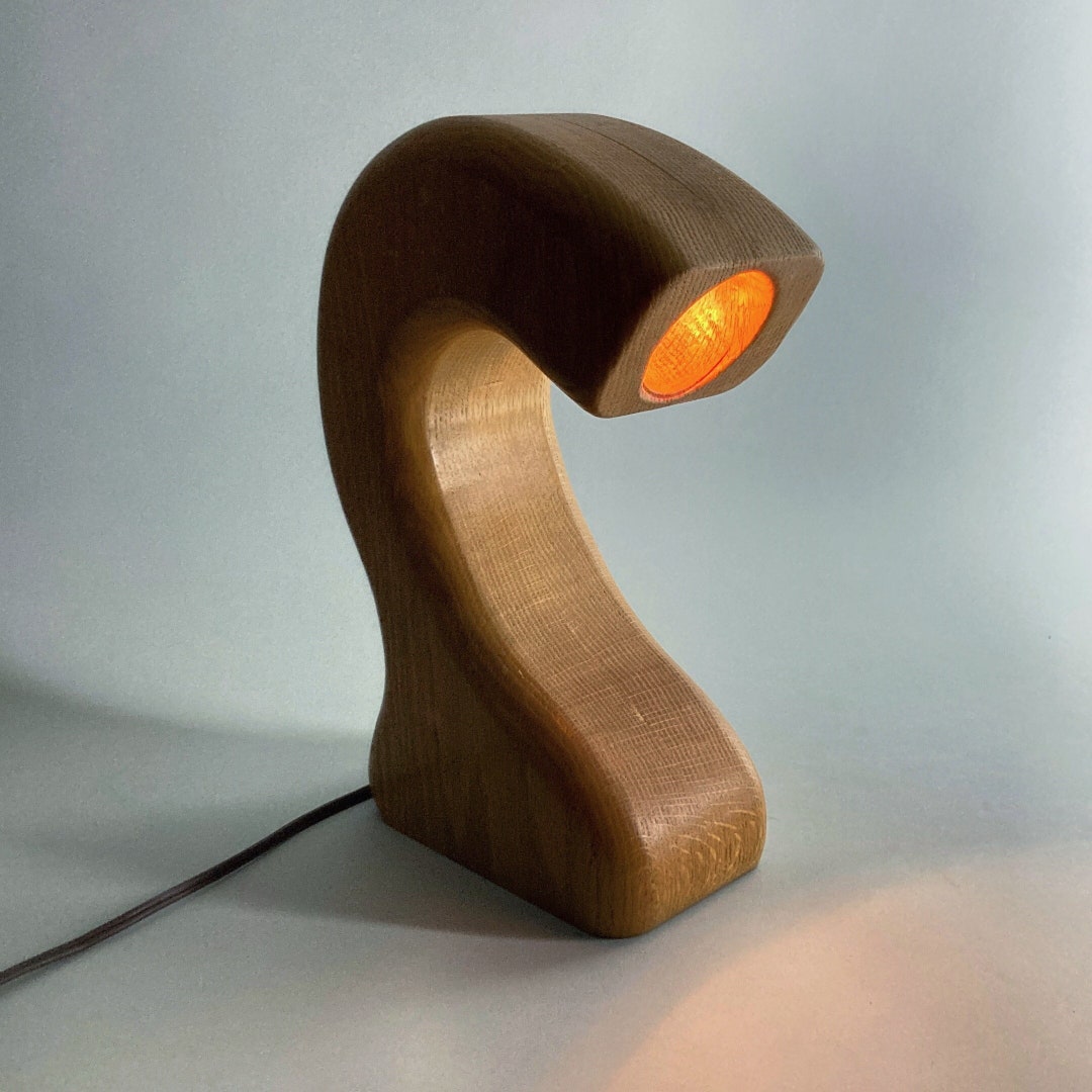 Studio Craft Sculptural Art Oak Desk Light Signed and Dated - Etsy