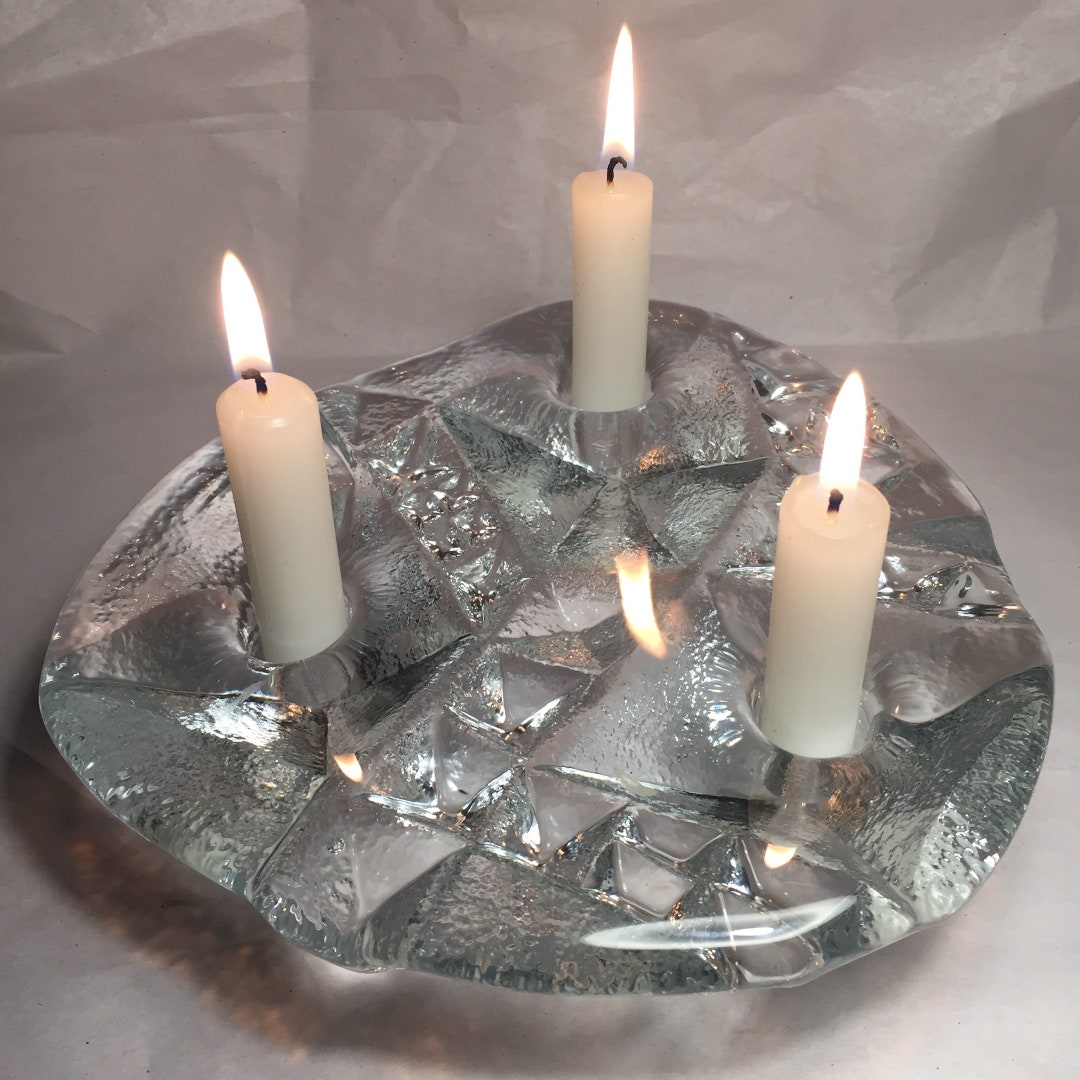 Blenko Ice Glass Freeform Candle Holder - Etsy