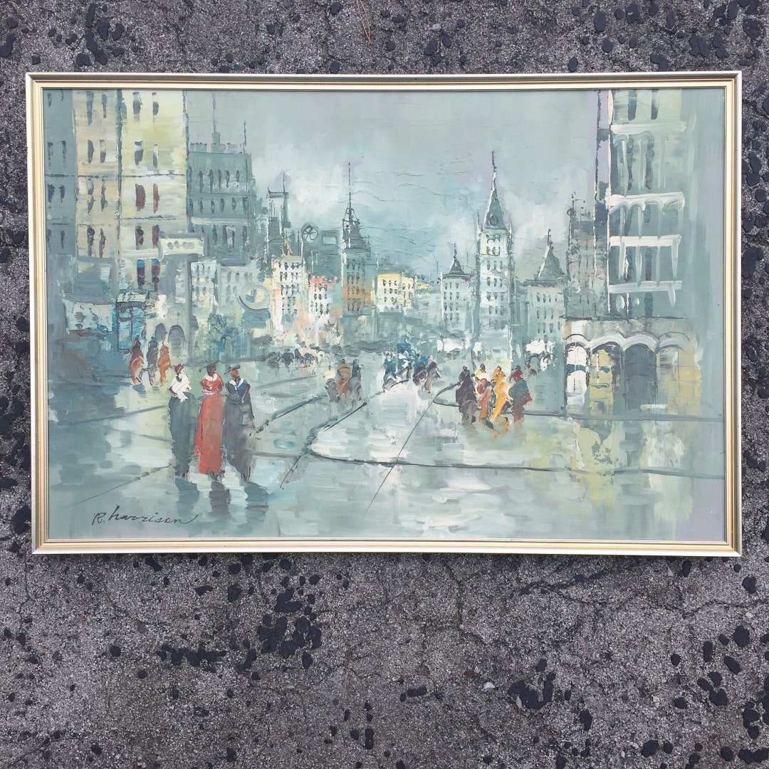 R. Harrison Signed Impressionist Impasto Parisian Street Scene Original ...
