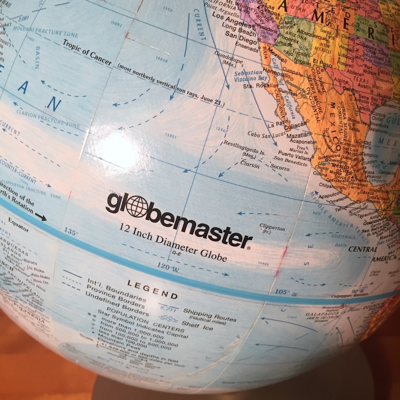 Globemaster 12 Inch Diameter Globe on Gold Painted Metal Stand | Etsy