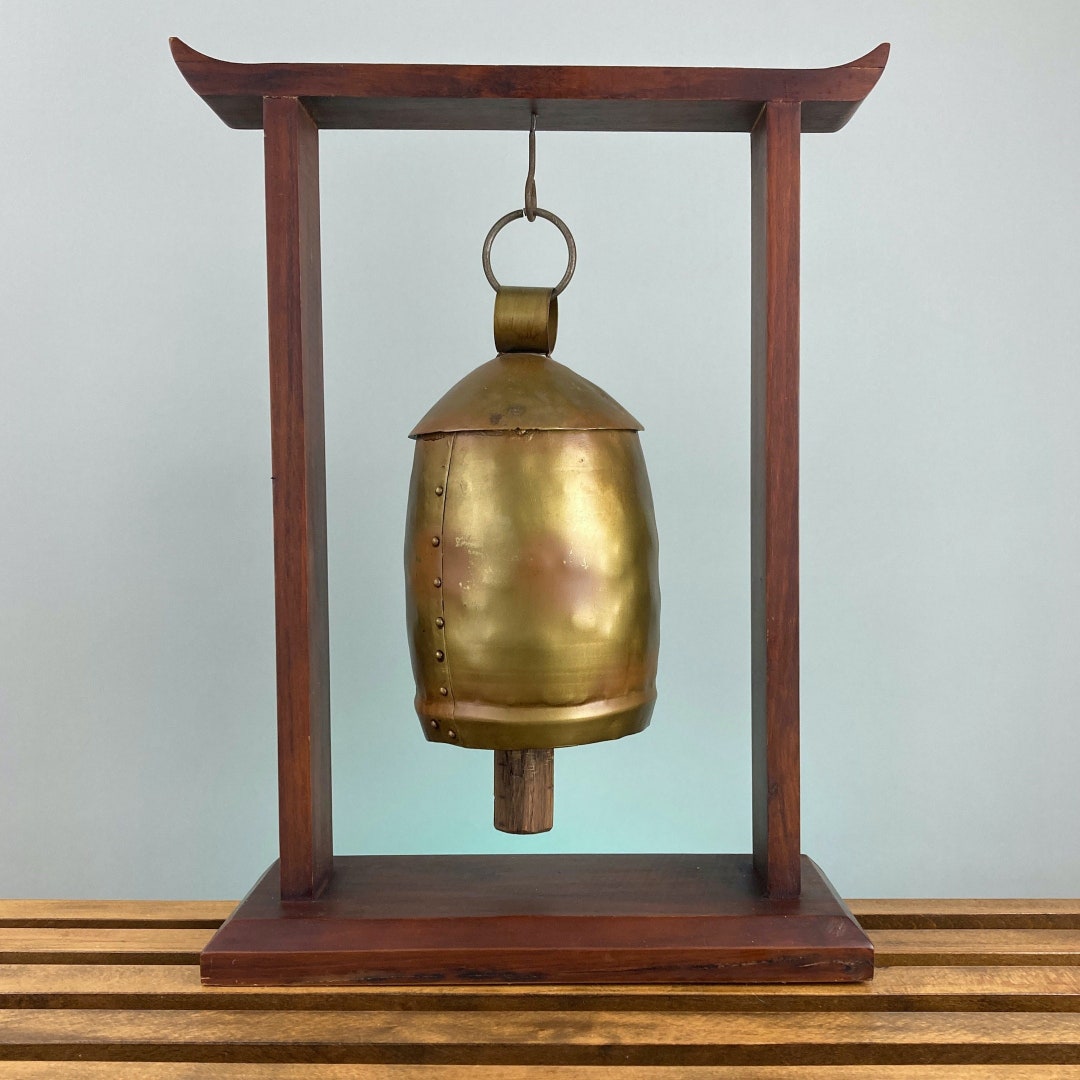 Asian Style Formed and Painted Sheet Metal Bell With Wood Clapper in ...