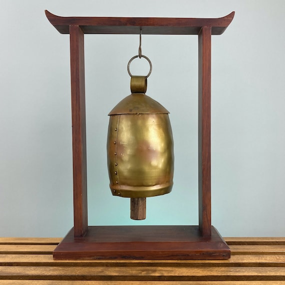 Asian Style Formed and Painted Sheet Metal Bell With Wood | Etsy