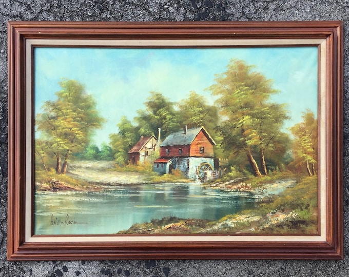 Lighthouse Original Oil Painting Signed by Brian Roche, Framed Vintage ...