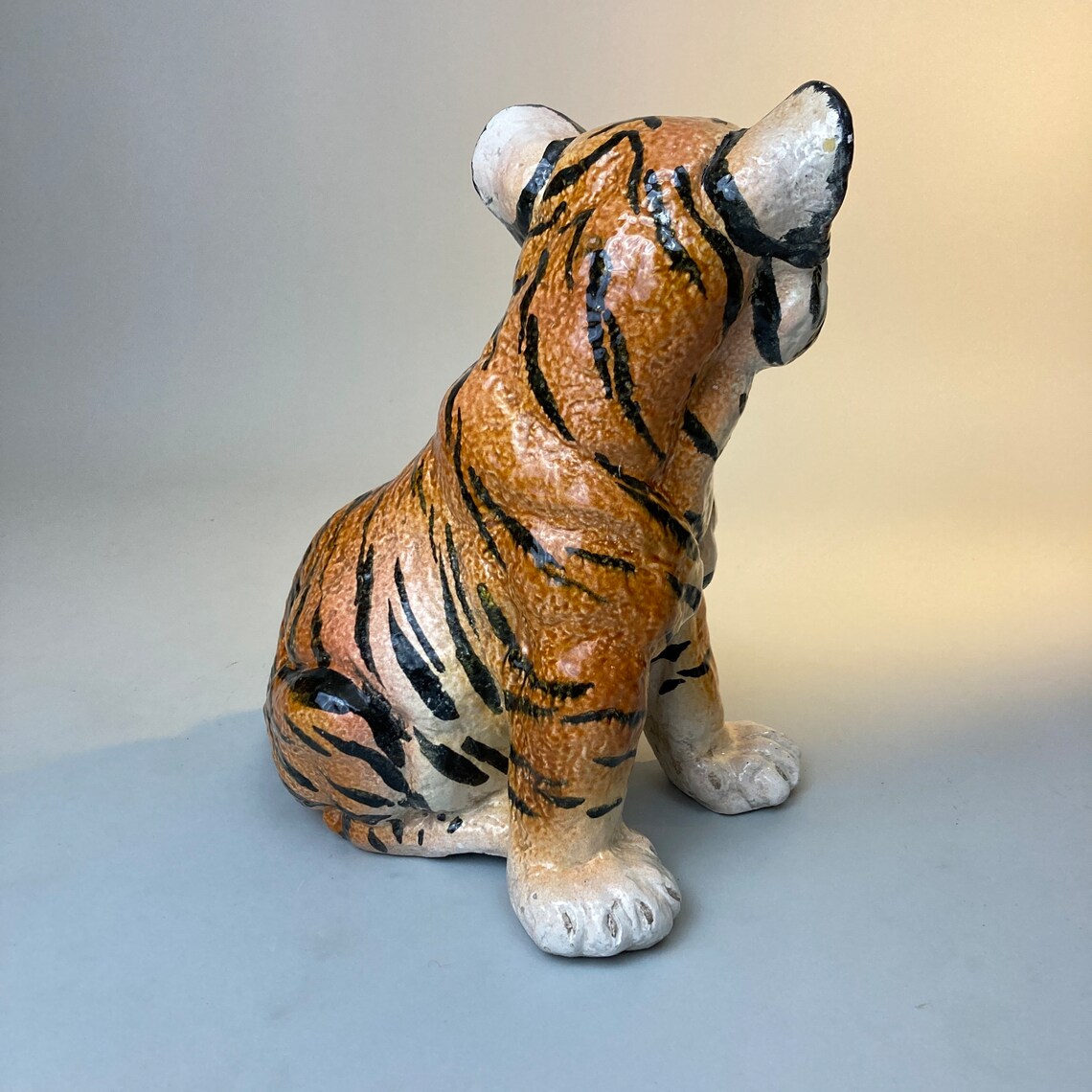 Large Italian Art Pottery Ceramic Tiger Cub Marked Italy - Etsy