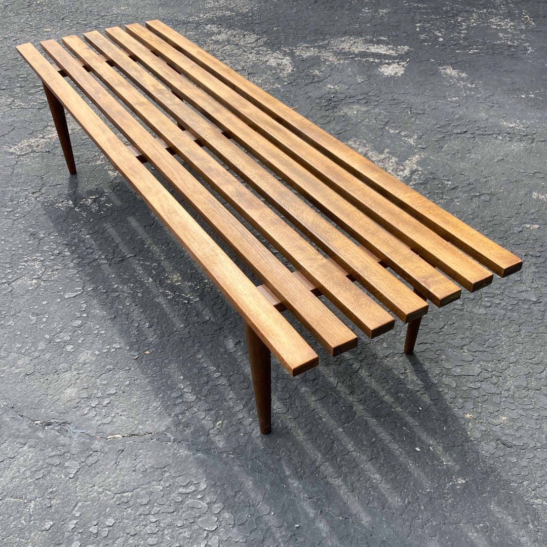 Mid Century Modern Slat Bench Table - Etsy