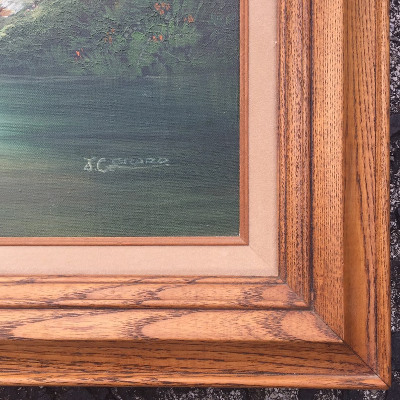 J. Gerard Signed Original Oil Painting on Canvas in Oak Frame - Etsy