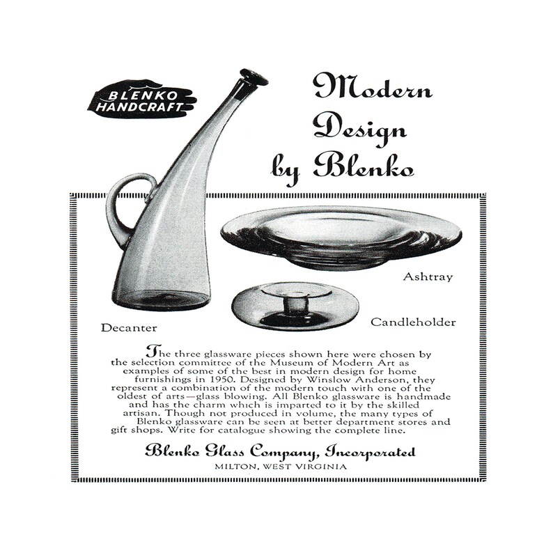 Winslow Anderson for Blenko 948 Early Sky Blue Crackle Glass - Etsy