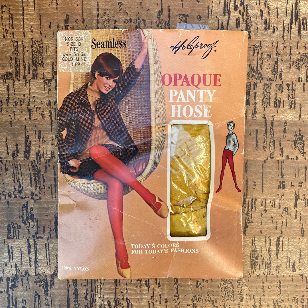 Holeproof Seamless Opaque Panty Hose 100% Nylon Size B Fits Over 5'- 6 ...