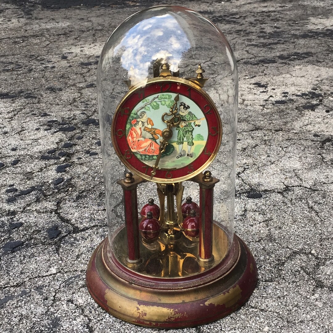 Schatz Jahresuhrenfabrik Germany 49 400 Day Anniversary Glass Dome ...