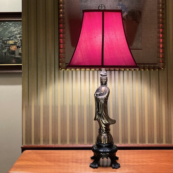 Guanyin Goddess of Compassion Bronze Color Metal Table Lamp - Etsy
