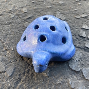 Art Pottery Turtle Flower Frog - Etsy