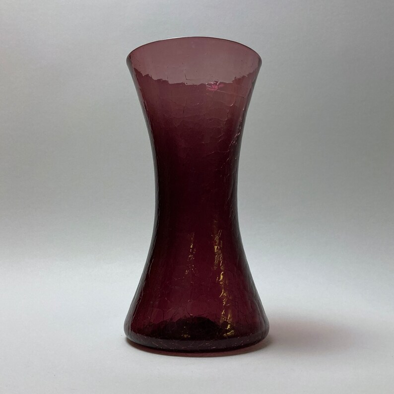 Wayne Husted for Blenko Glass 5519-M Amethyst Crackle / Sheaf Hourglass ...