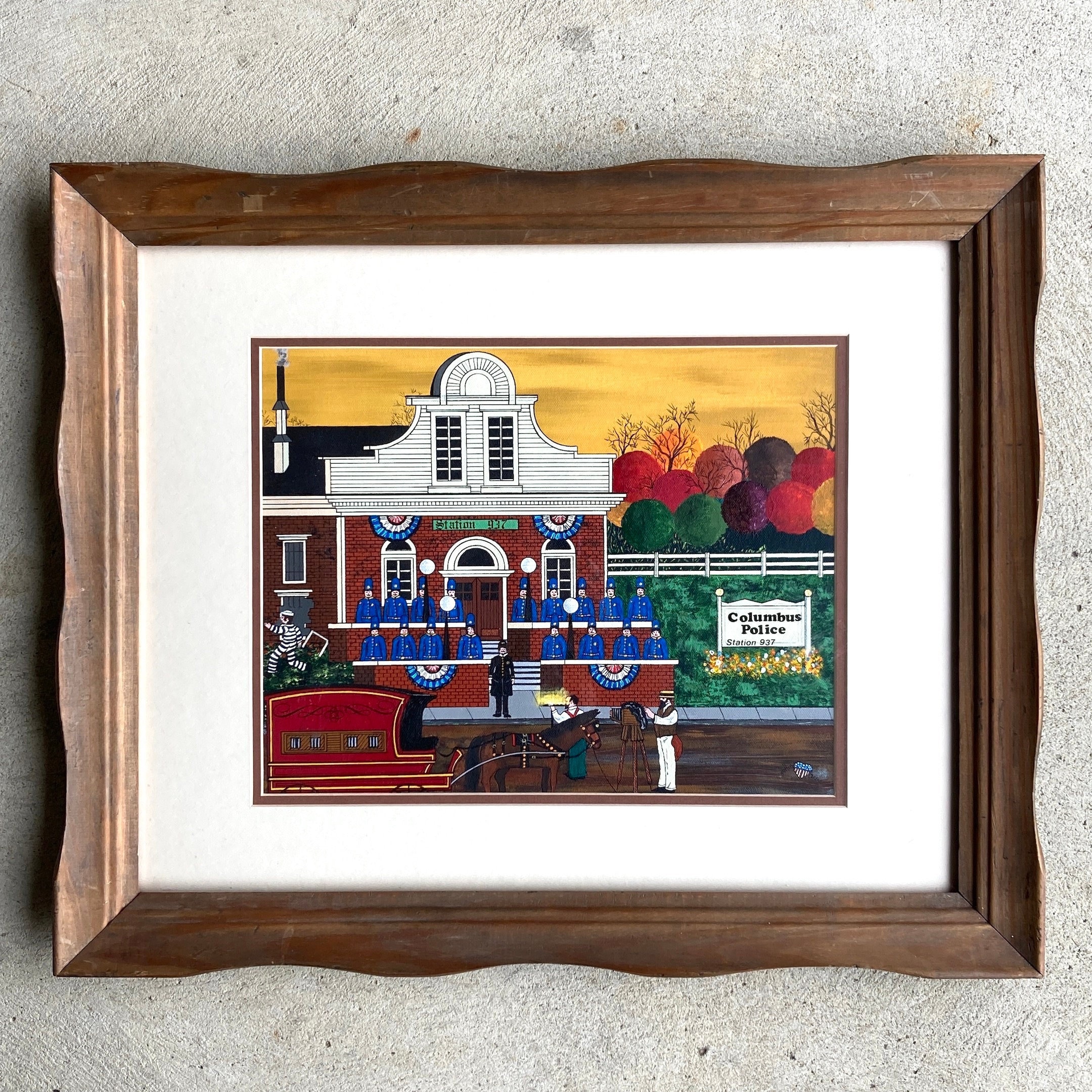 Antique Diminutive Cross Stitch Castle Landscape Naive Folk Art antique-diminutive-cross-stitch-castle-landscape-naive-folk-art
