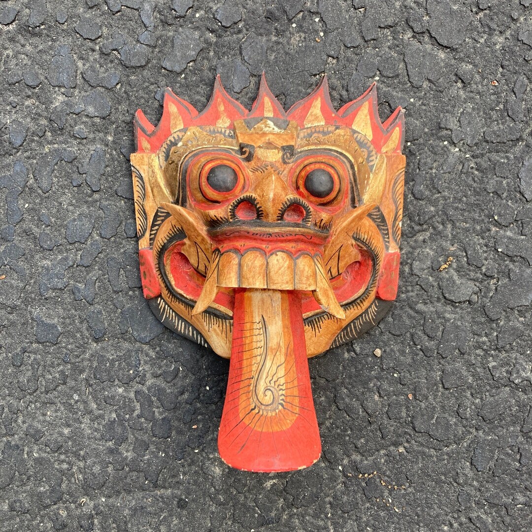 Rangda Indonesian Hand Carved Wood Mask Wall Folk Art - Etsy