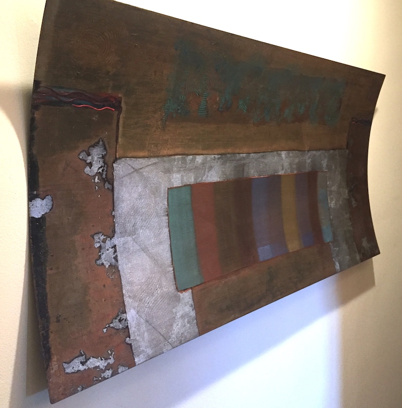 Tony Evans Signed Large Contemporary Abstract Painting on Curved Steel ...