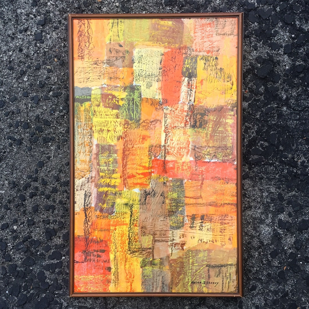Helen J. Sherry Signed Original Mid Century Modern Abstract Painting ...