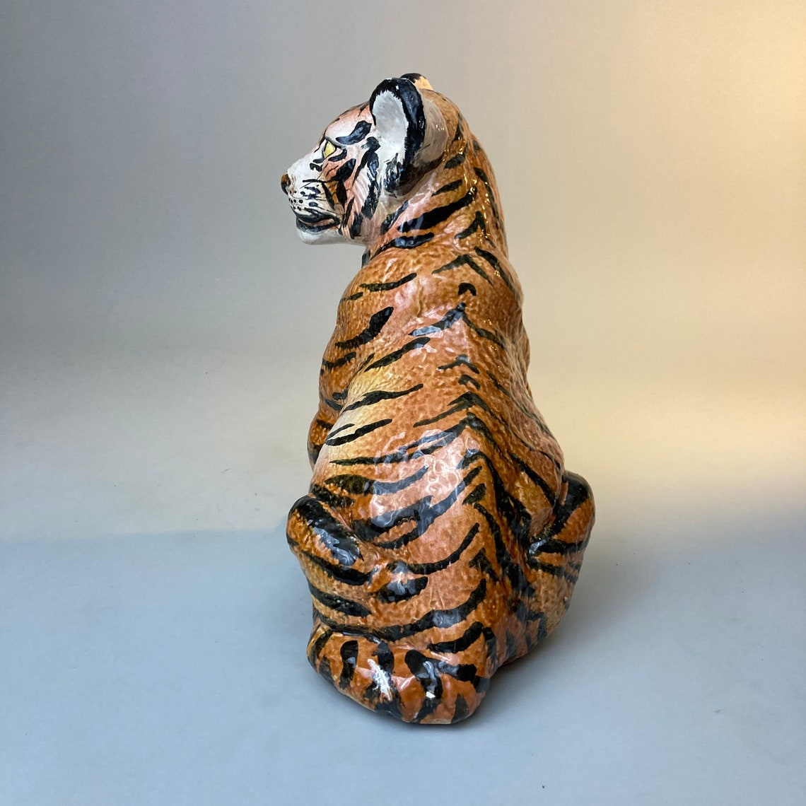 Large Italian Art Pottery Ceramic Tiger Cub Marked Italy - Etsy