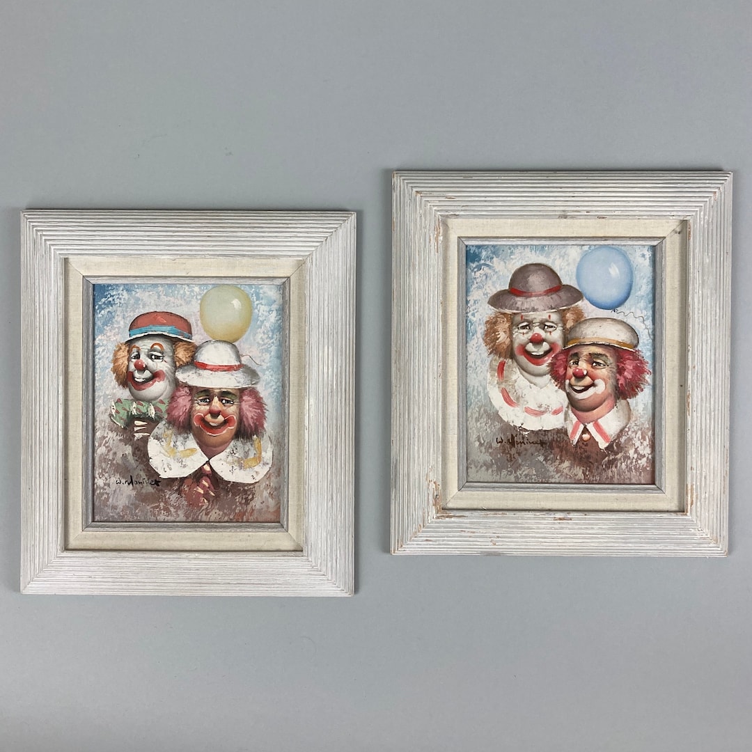 William Moninet Impressionist Pair Circus Clowns Original Oil Paintings on Board Framed - Etsy