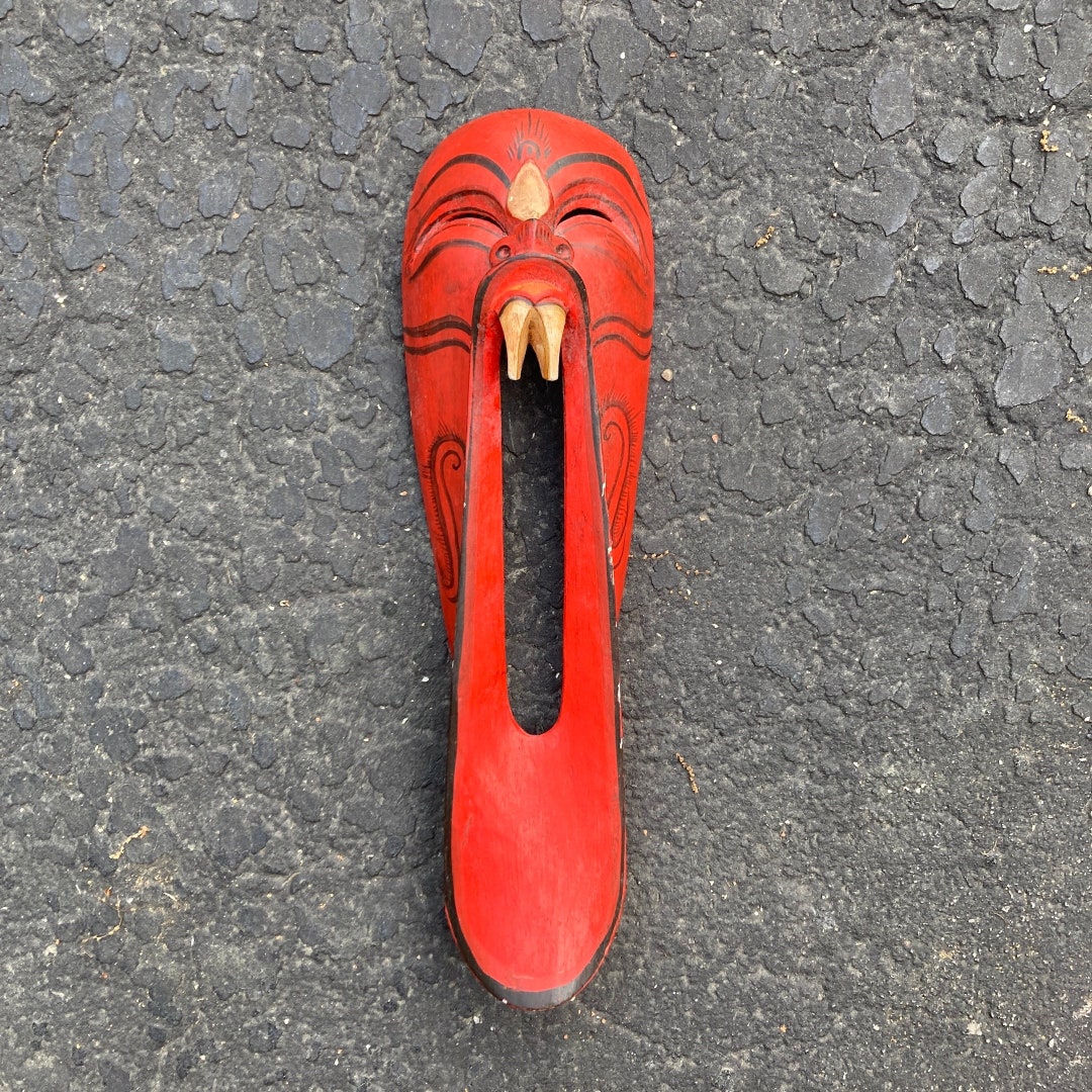 Screaming Demon Indonesian Hand Carved Wood Mask Wall Folk Art - Etsy
