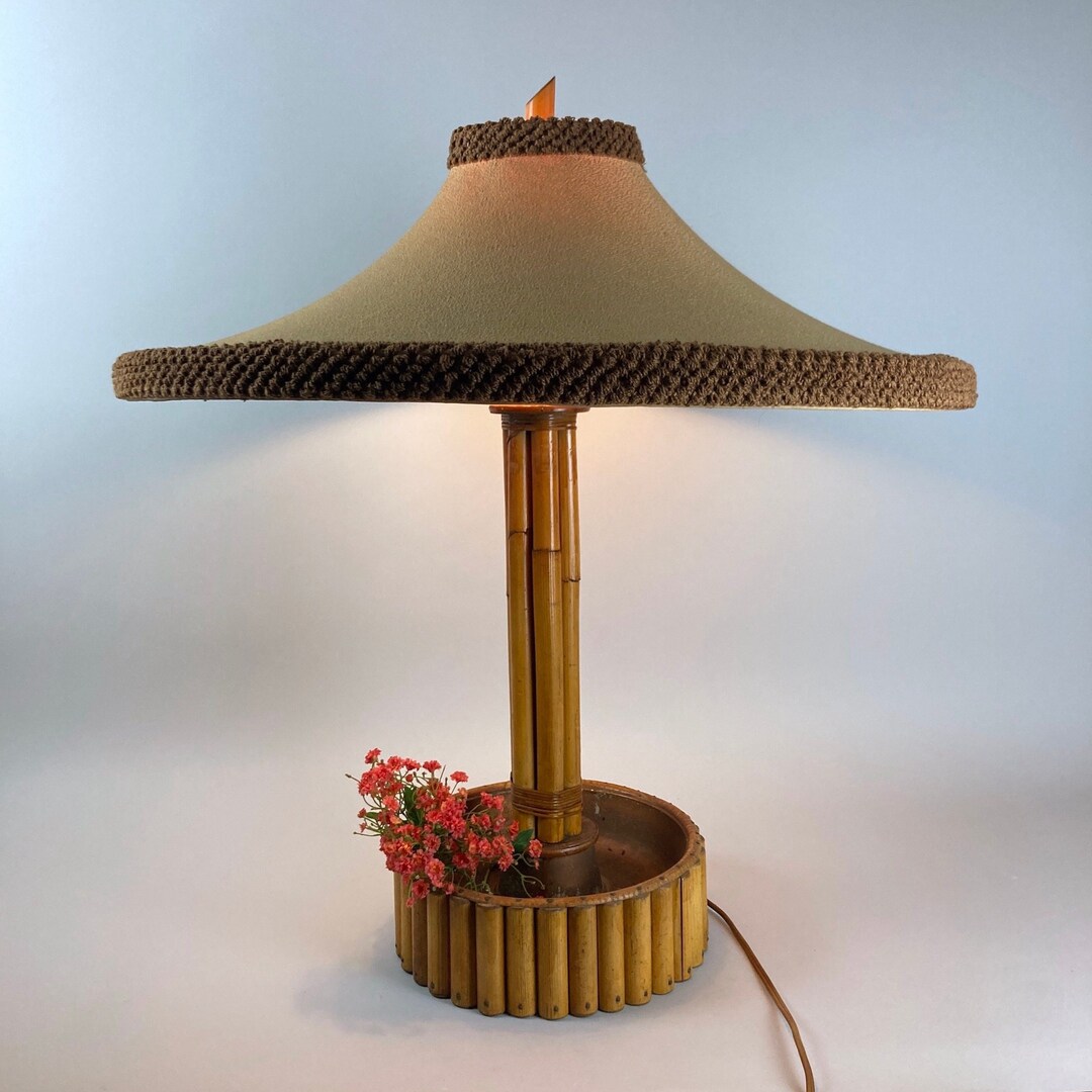 Bamboo Rattan Planter Table Lamp W/o Shade - Etsy