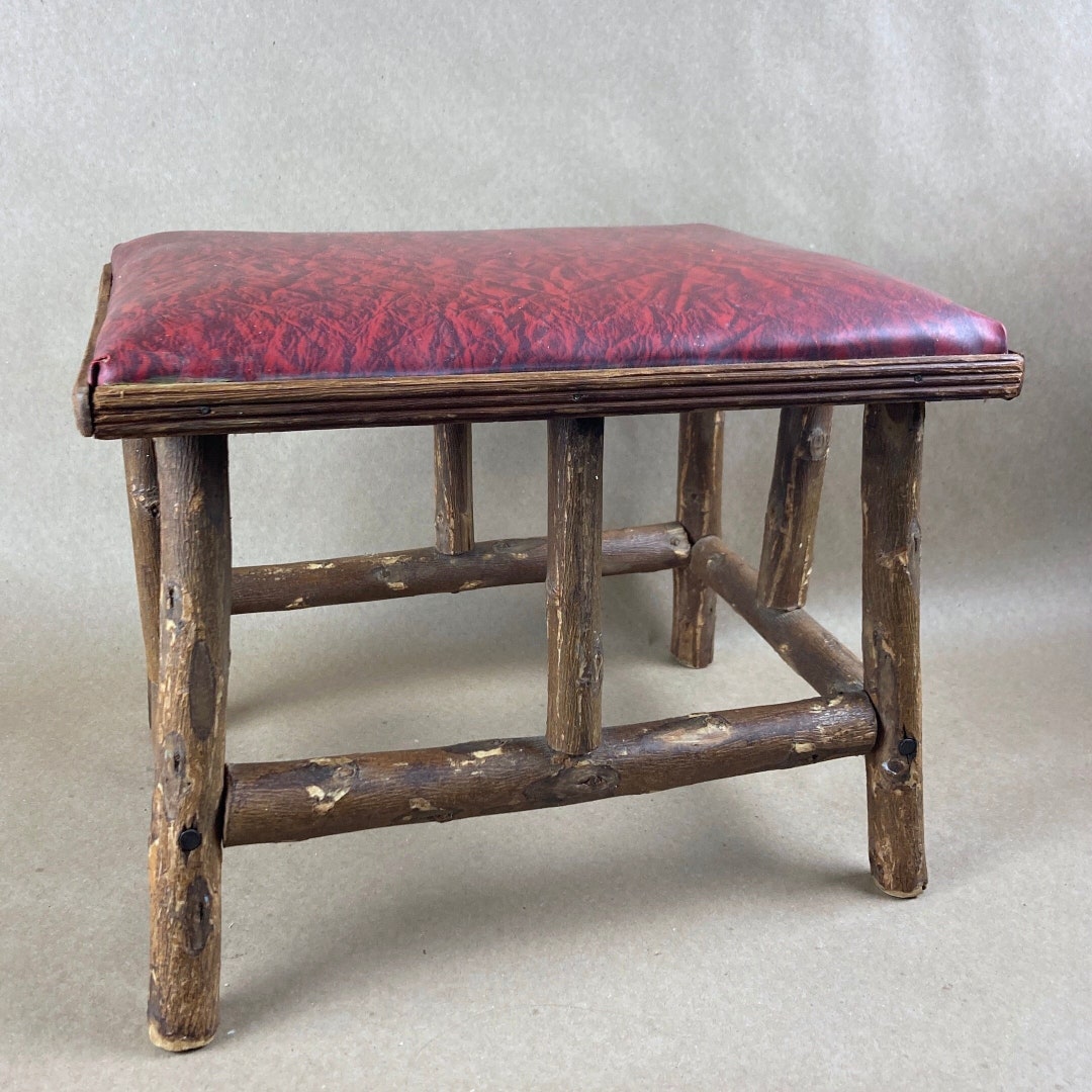 Primitive and Rustic Tree Branch Footstool With Original Crushed Ice ...