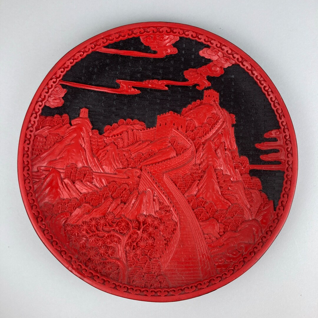 Chinese Cinnabar Style 11" Art Plate of the Great Wall of China - Etsy