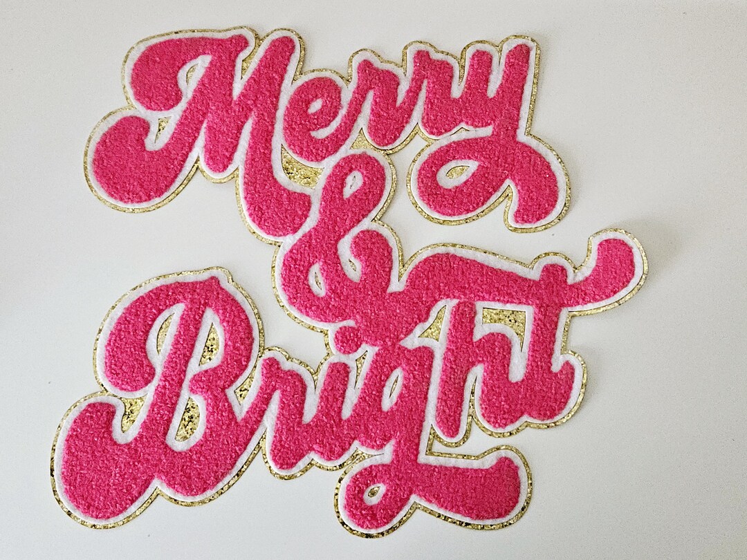 Merry & Bright Chenille Iron on Patch - Etsy