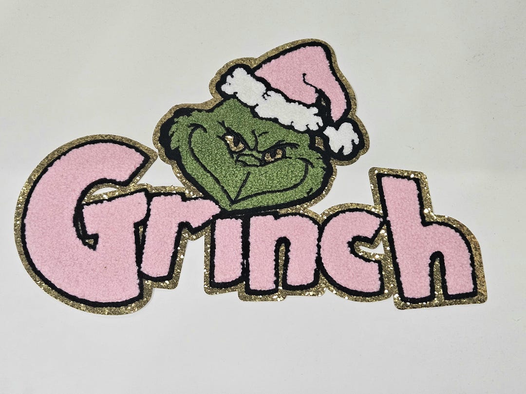 Pink Grinch Chenille Iron on Patch - Etsy