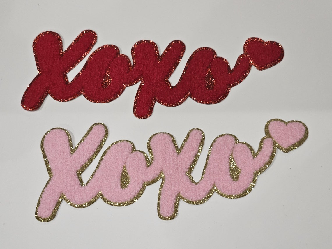 XOXO Chenille Iron Patches/ Red and Pink/ Valentine's Day Patches - Etsy