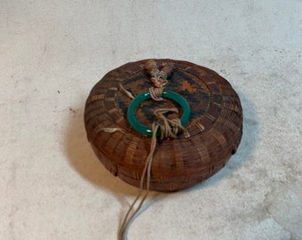 Antique Chinese Woven Wicker 12 Round Sewing Basket With - Etsy