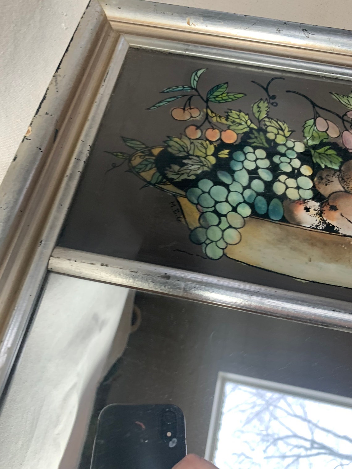Decorative Painted Glass Mirror | Etsy