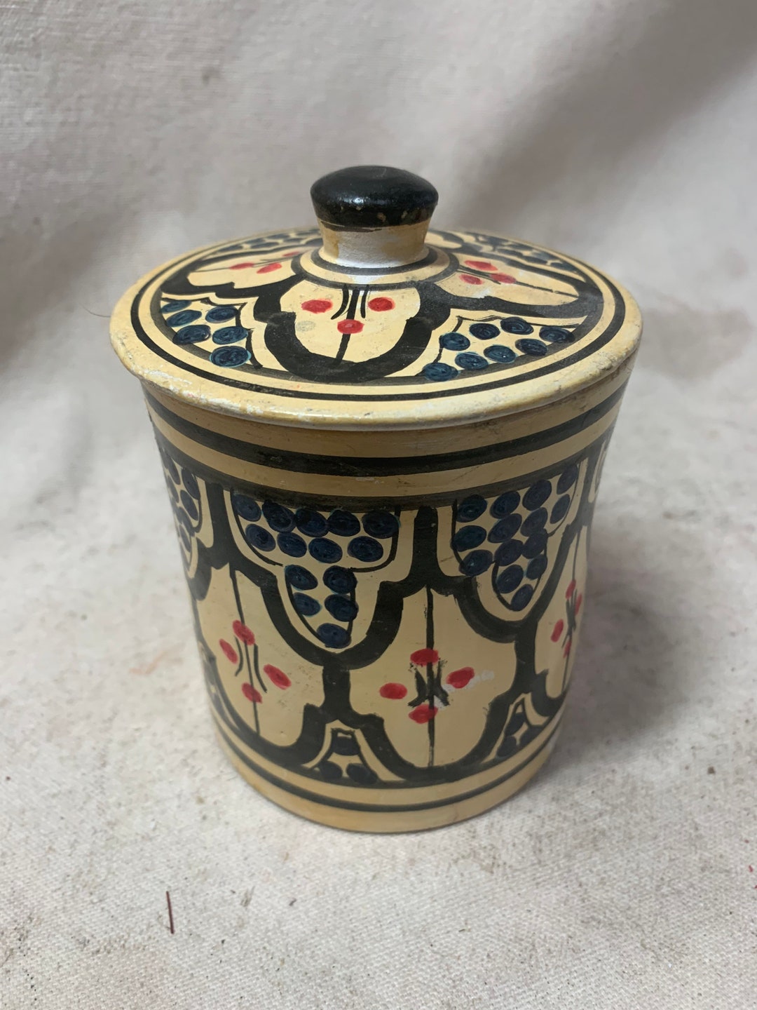 Hand Painted Covered Canister - Etsy
