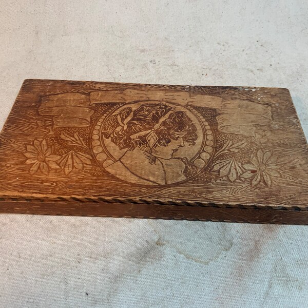 Antique Wood Burned Boxes - Etsy