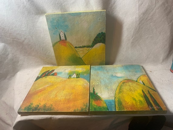 Triptych of Landscape Paintings - Etsy