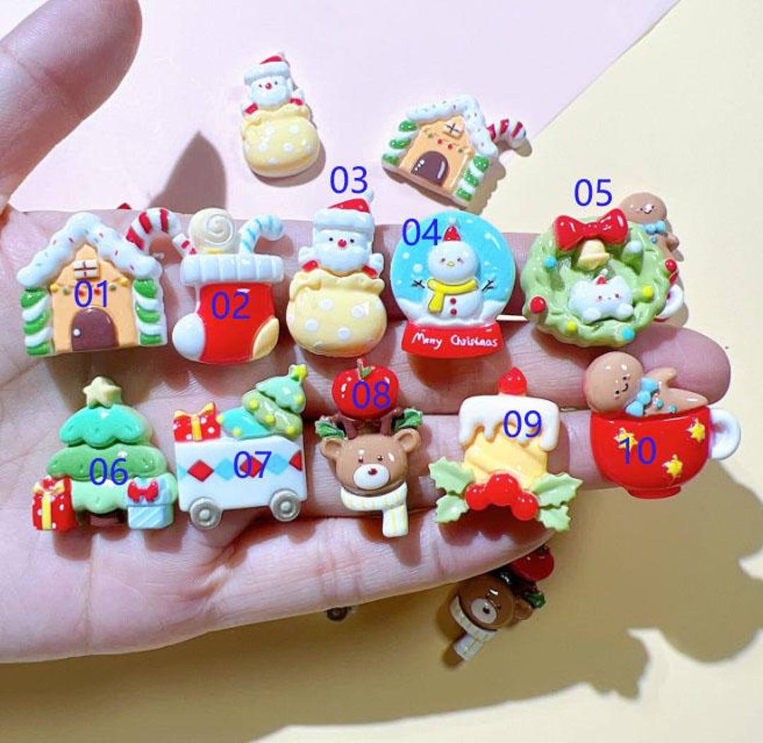 Resin Christmas Santa Claus Socks Tree Gift Cabochon Scrapbook Kawaii ...