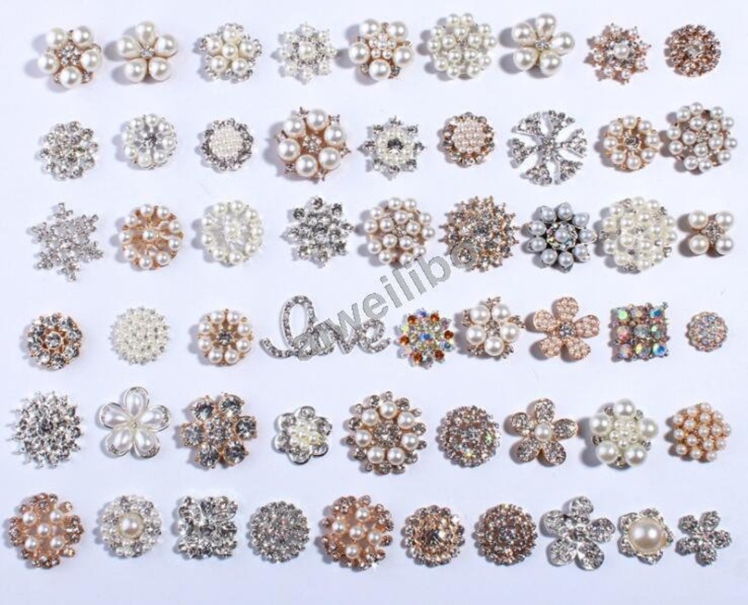 Pearl Buttons, Flatback Rhinestone Embellishment, Metal Button, Flat ...