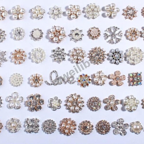 4 Flat Back Rhinestone Button Bow Button Embellishment - Etsy