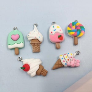 Ice Cream Charms Resin Cartoon for Earring Keychain Pendant Accessory ...
