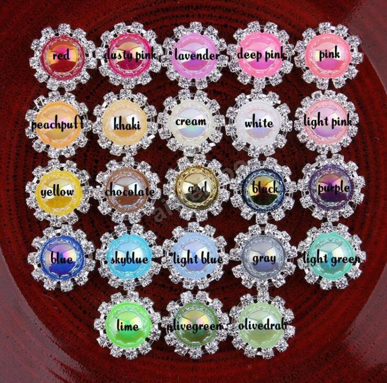 Rhinestone Button Embellishment Crystal Pearl Flat Back Button - Etsy