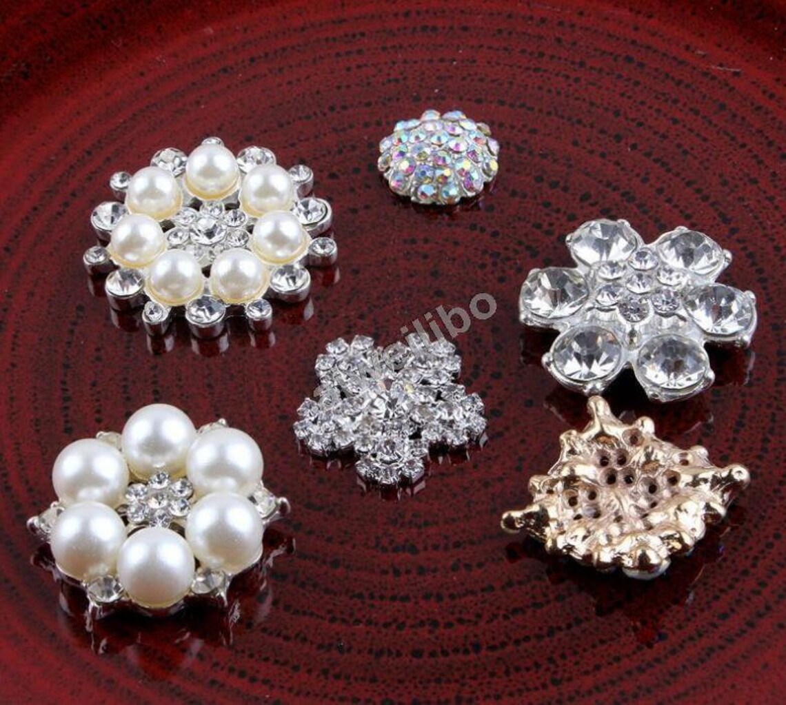 Flatback Cabochon Rhinestone Button Pearl Cabochon Center - Etsy