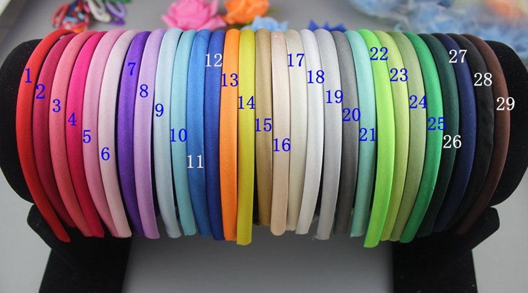 Satin Headbands, Plastic Headbands, 1cm Headbands, DIY Handmade ...