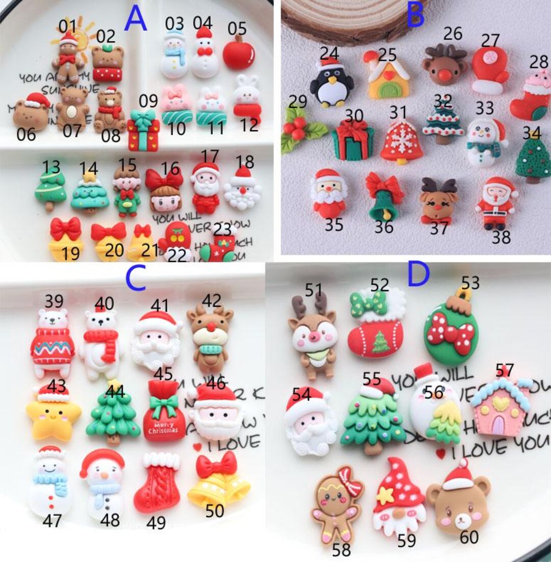 Cute Christmas Series Flat Back Resin Cabochons Scrapbooking DIY ...