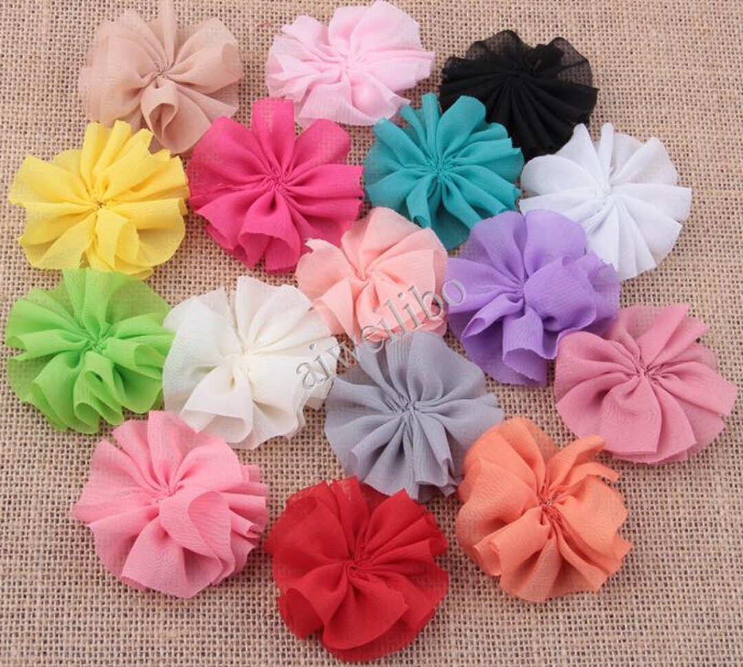 6 Cm Chiffon Flower, Folded Flower, Fabric Flower, Diy Hair Accessories ...