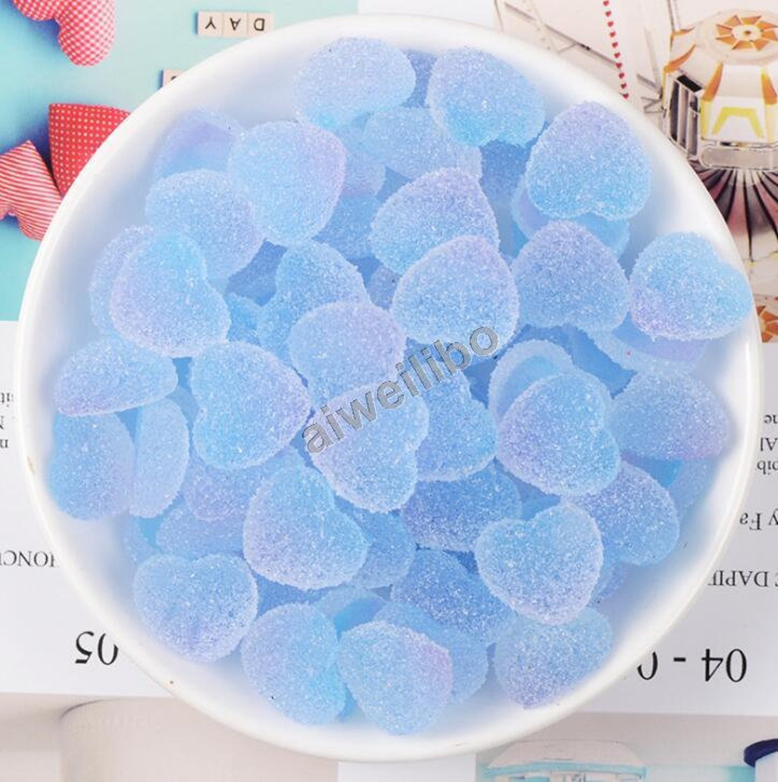 Heart Resin Flatback Deco Cabochons Heart Cabochonshair Bow - Etsy