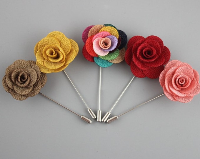 Rose Lapel Pin / Fabric Flower Handmade Brooch Wedding Garden Party ...