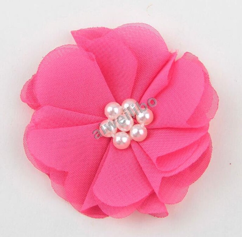 Fabric Flower Pearl Chiffon Flowers Flower Applique | Etsy