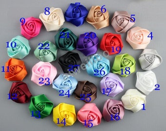 2 Satin Fabric Roses Burgundy Satin Rolled Rosettes - Etsy