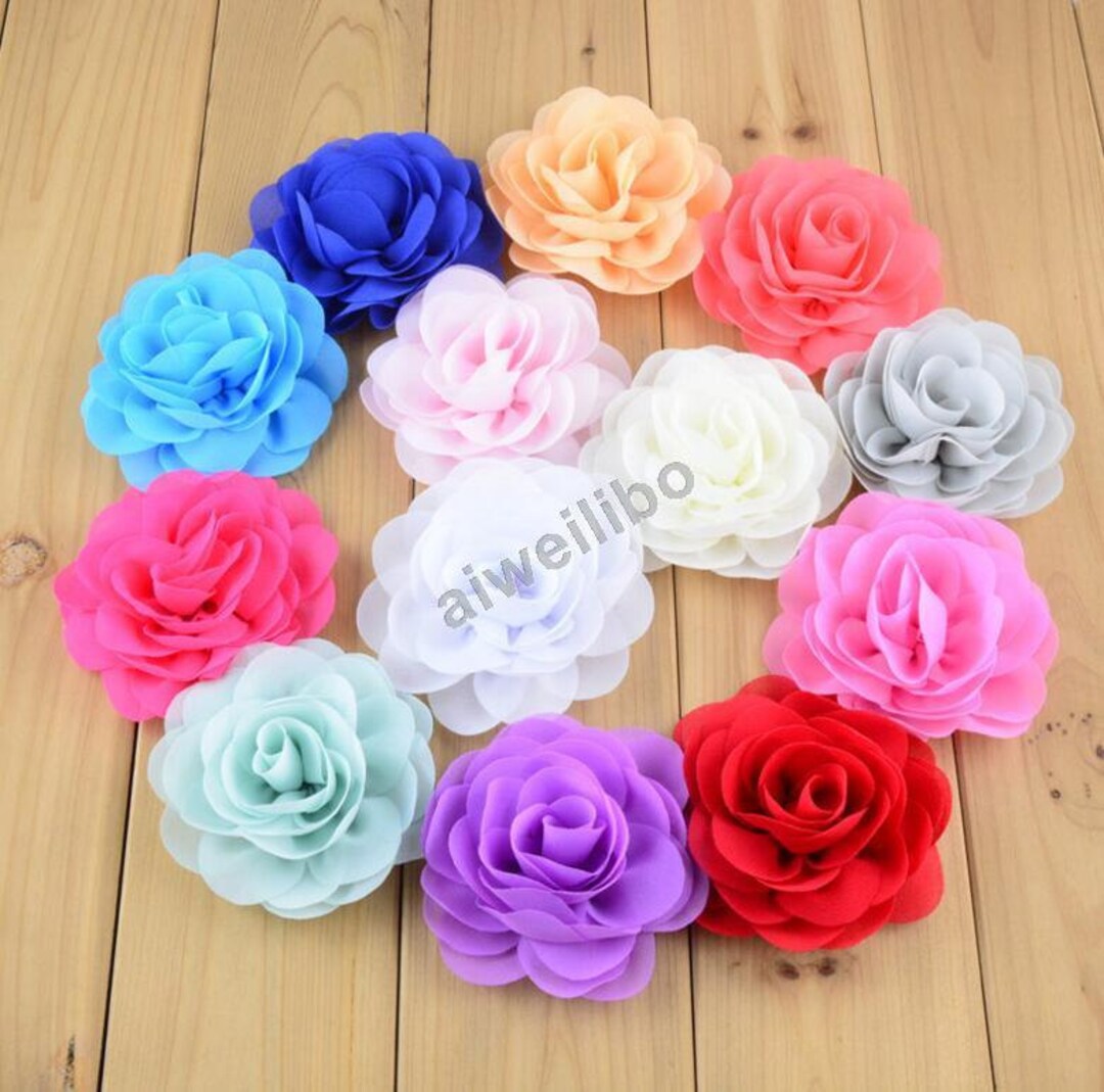 Chiffon Fabric Fowers fabric Flowers Multicolor Chiffon - Etsy