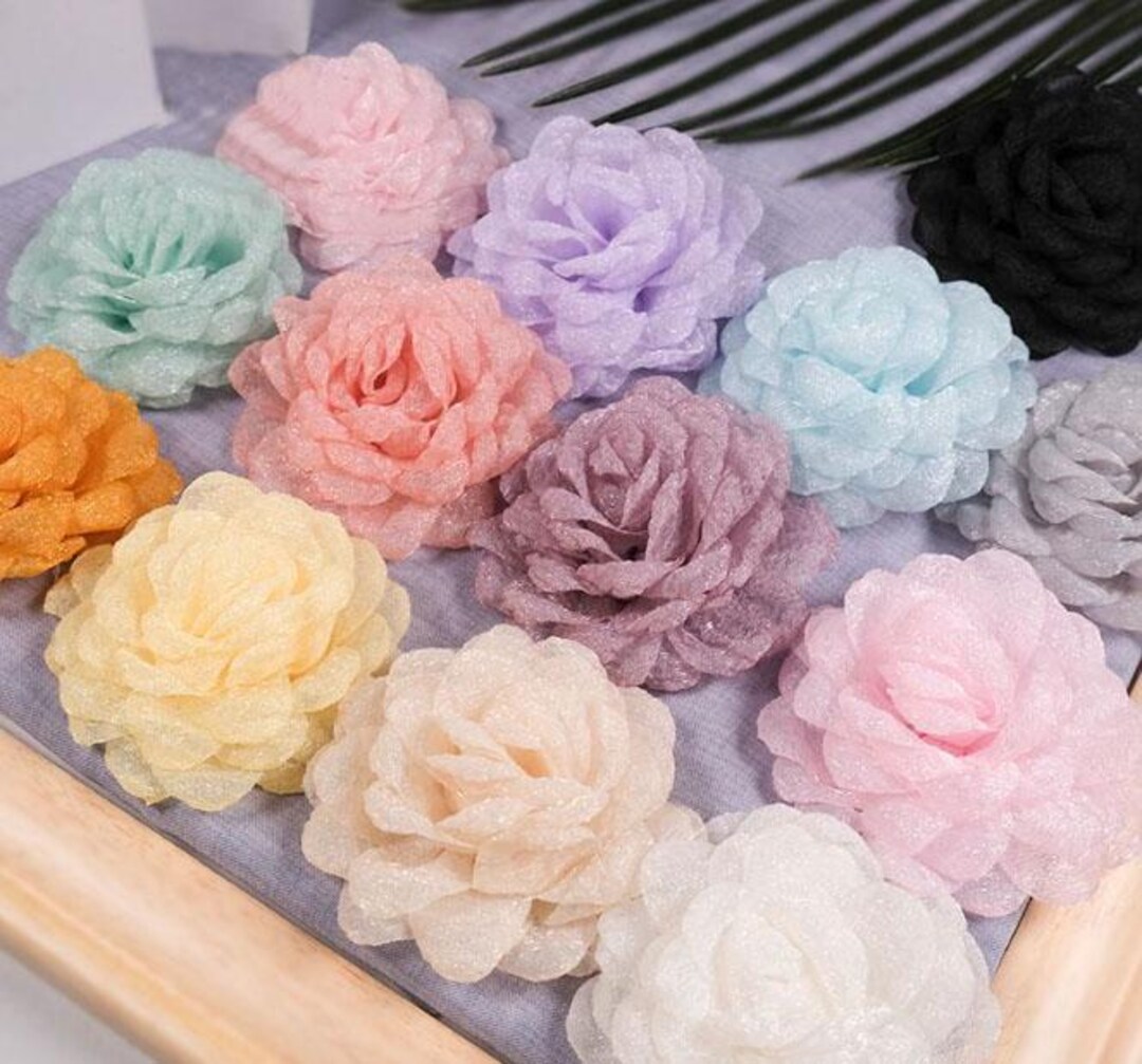 Fabric Roses 2.95 Inches, Artificia Roses, DIY Baby Headbands, Bulk ...